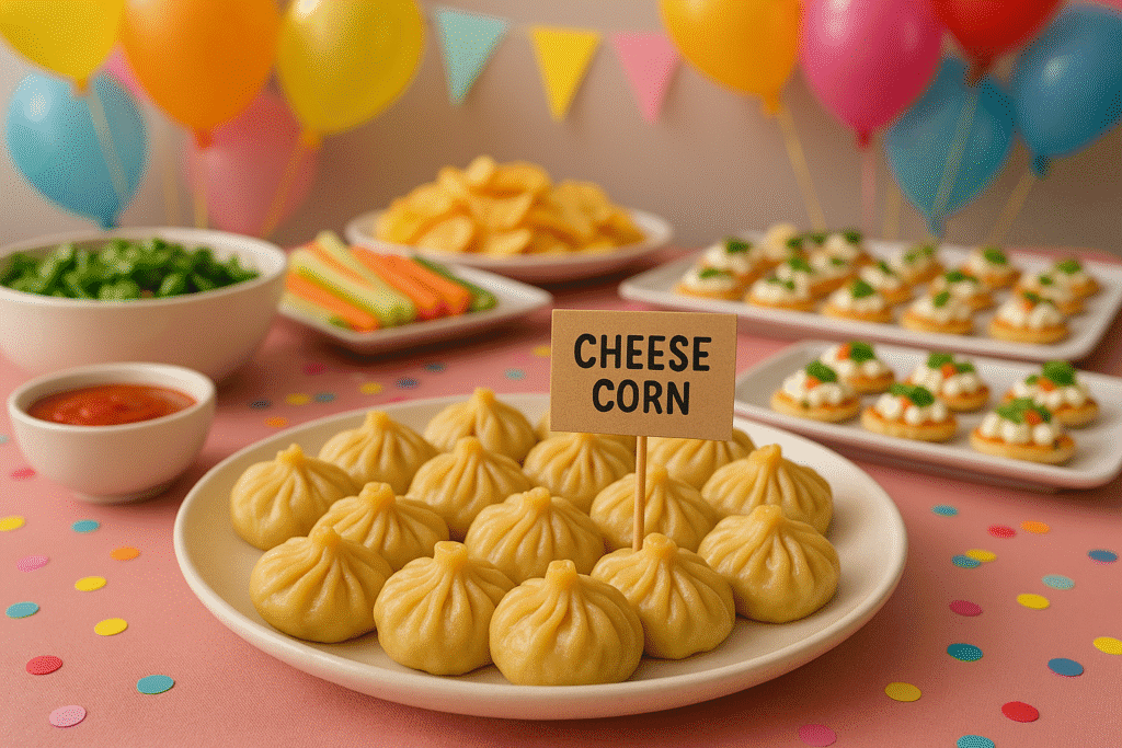 Cheese Corn Momos Recipe - Hungry Q Frozen Foods