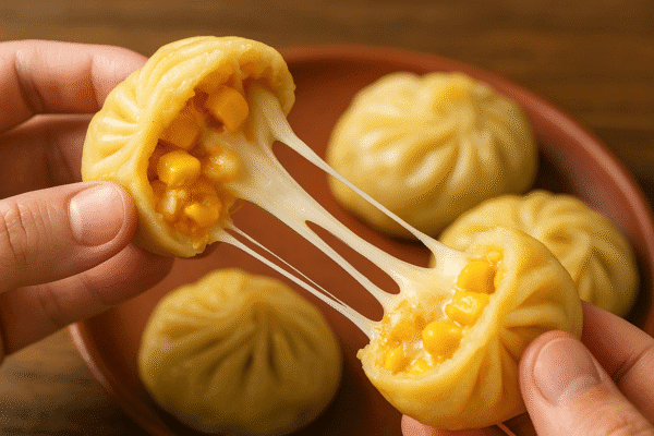 Cheese Corn Momos Recipe - Hungry Q Frozen Foods
